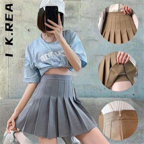 Jupe courte Mini jupes plissées taille haute pour 10CH Lightgray