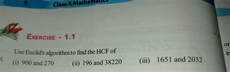 exercise 1 1 use euclid s algorithm to find the hcf of i 900 and 270