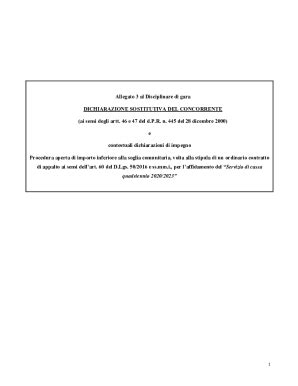 Fillable Online Allegato 3 Al Disciplinare Di Gara DICHIARAZIONE