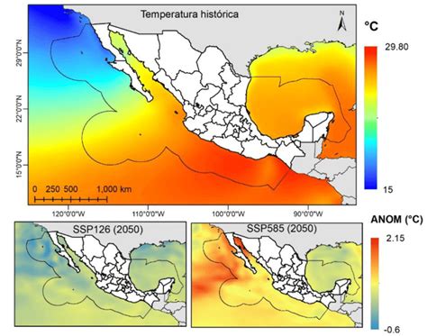 Temperatura histórica y proyecciones al año 2050 para los escenarios