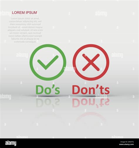 Do S And Don Ts Sign Icon In Flat Style Like Unlike Vector