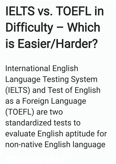 SOLUTION IELTS Vs TOEFL In Difficulty Which Is Easier Studypool