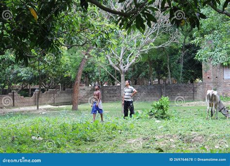 Rural Indian Village Landscape In Jangipur Murshidabad People Are