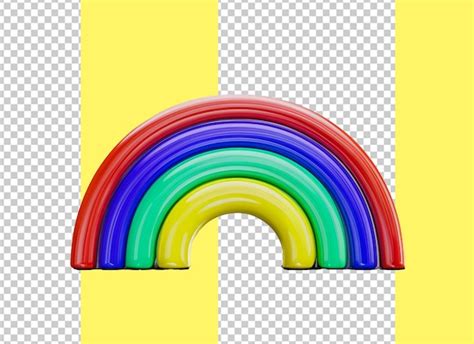 Un arc en ciel avec des nuages en 3D coloré PSD Premium généré à base