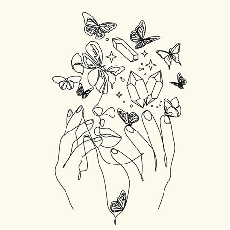 Una Mujer Con Mariposas En La Cabeza Vector Premium
