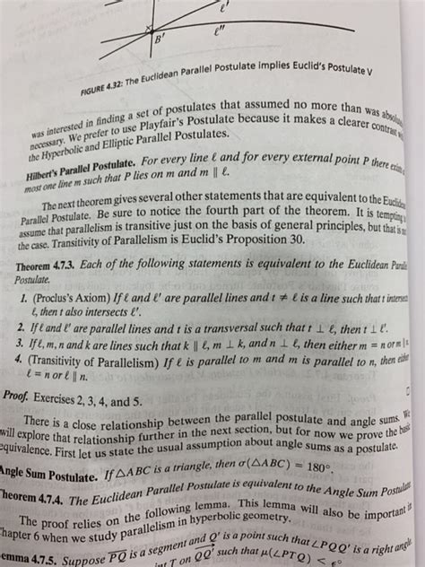 solved prove that the euclidean parallel postulate is