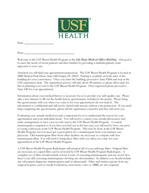 Fillable Online Health Usf Comprehensive Breast Clinic Clinical History