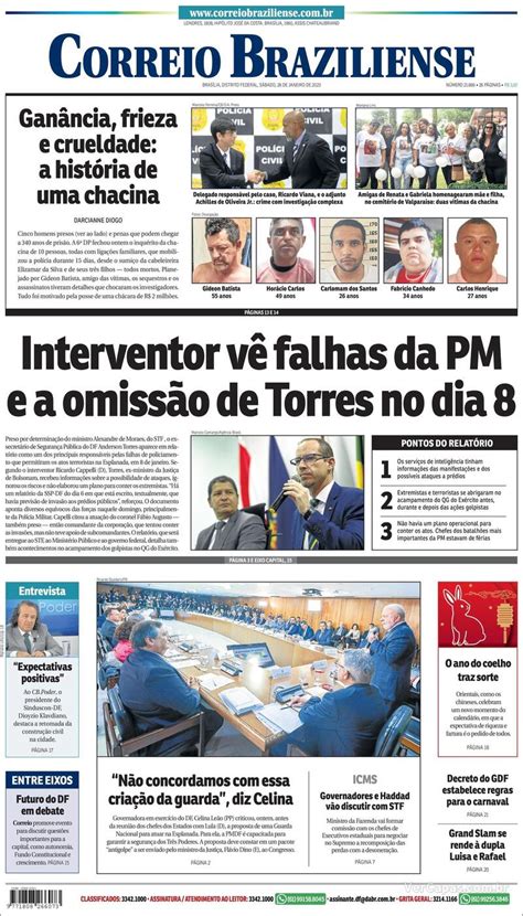 Capa Correio Braziliense Edição Sábado 28 de Janeiro de 2023