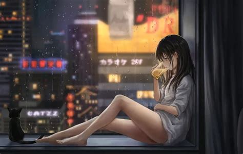 Wallpaper Barefoot Girl Twilight The View From The Window White