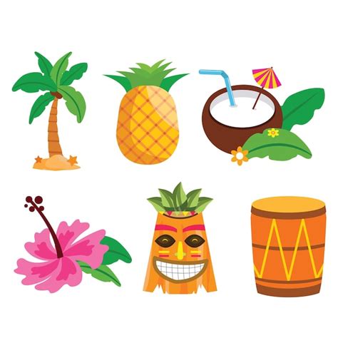 Luau Clipart Set Vetor Premium