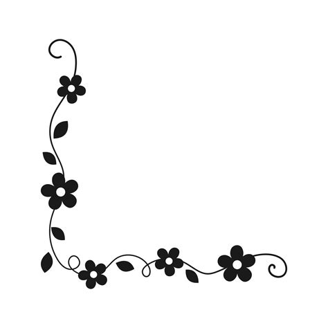 Spring Floral Corner Borders Flower Page Decoration Doodle Vector