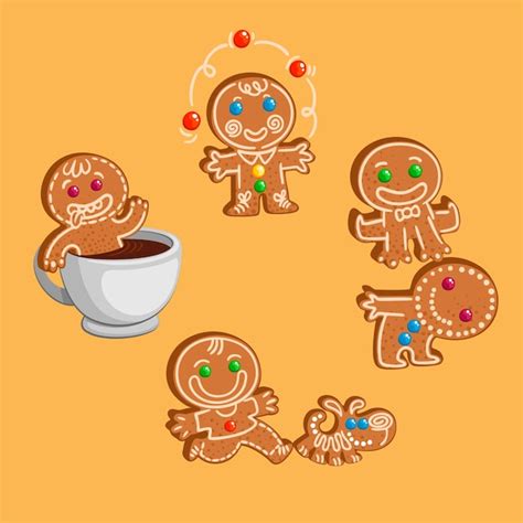 Premium Vector Hand Drawn Gingerbread Man Cookies Collection