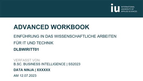 DLBWIRITT Einführung in das wissenschaftliche Arbeiten für IT und