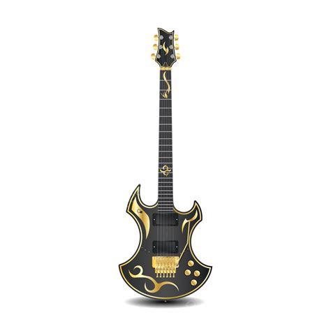 Guitarra Eléctrica Ilustrada única En Combinación De Colores Negro Y