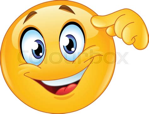 Happy Emoji Emoticon Pointing Finger Stock Vector Colourbox