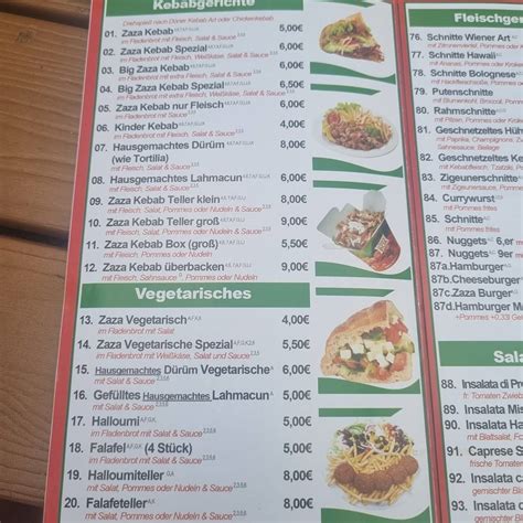 Speisekarte von Pizzeria Zaza Jasmin döner Pizza Schönebeck Elbe