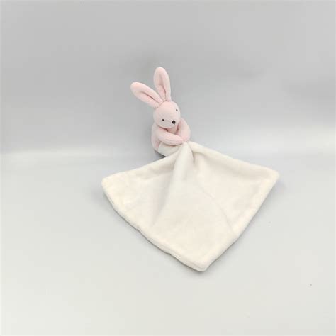 Doudou Lapin Rose Blanc Mouchoir Jacadi