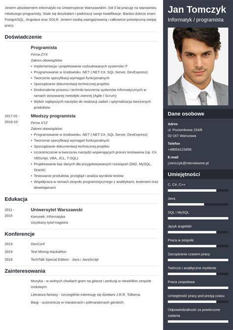 Cv Jak Napisac Cv Przewodnik Template Nanica Artofit