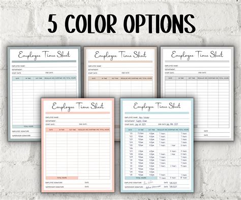 Employee Timesheet Editable I Editable Timesheet I Time Card I Etsy