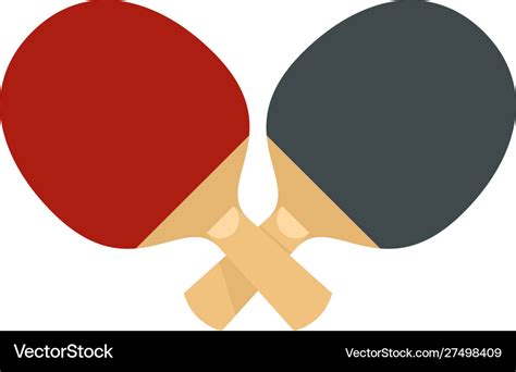 Crossed Ping Pong Paddle Icon Flat Style Vector Image