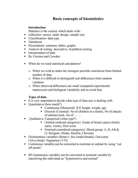 basic concepts of biostatistics basic concepts of biostatistics introduction statistics is the