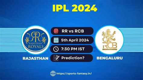 RR Vs RCB Dream11 Prediction Player Stats Pitch Report Head To Head