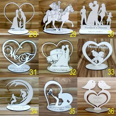 40x Topo De Bolo Centro Mesa 63 Modelos Mdf Branco 20cm