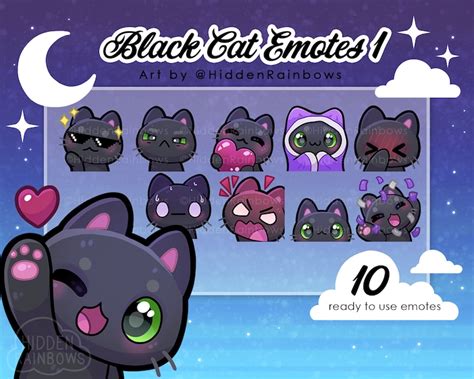 Black Cat Set 1 Twitch Emotes Cat Emote Set Twitch Etsy Canada