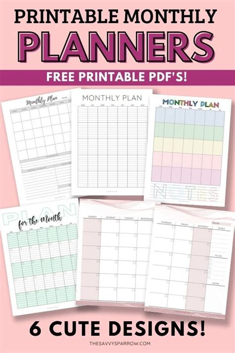 Free Printable Planner Pages With The Text 6 Cute Designs To Use For