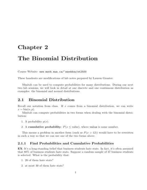 chapter 2 the binomial distribution
