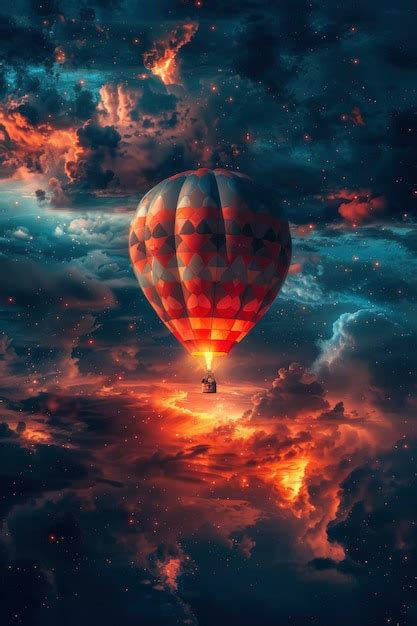 Une montgolfière au dessus d un paysage de rêve réaliste Image