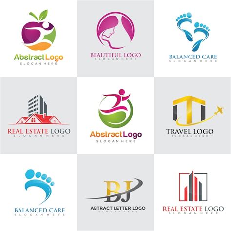 Conjunto de plantillas de diseño de logotipo moderno Vector Premium