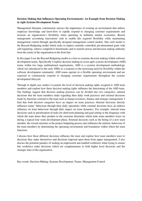 pdf decision making that influences operating environments an example from decision making in