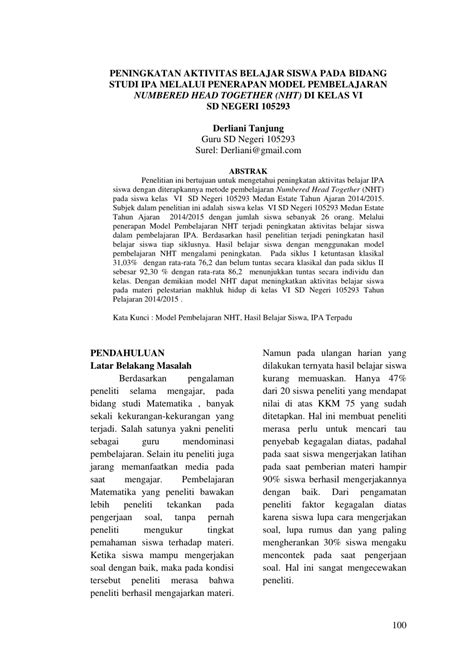 PDF PENINGKATAN AKTIVITAS BELAJAR SISWA PADA BIDANG STUDI IPA MELALUI