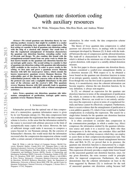 pdf quantum rate distortion coding with auxiliary resources