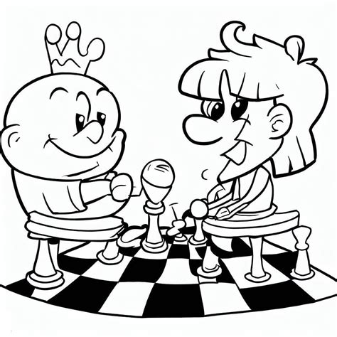 Coloriage Petits Enfants Jouent aux Échecs télécharger et imprimer