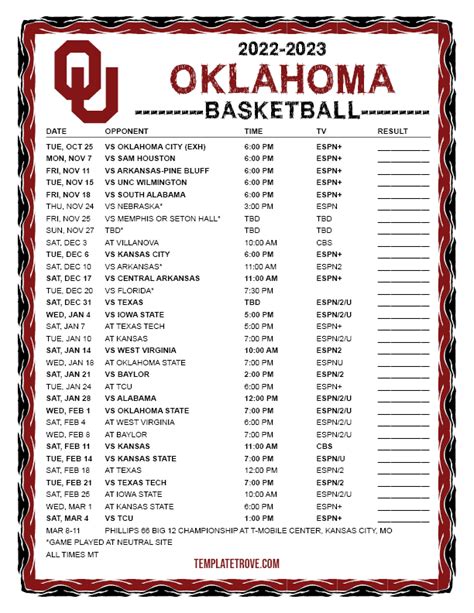 Ou Softball Schedule 2024 Printable