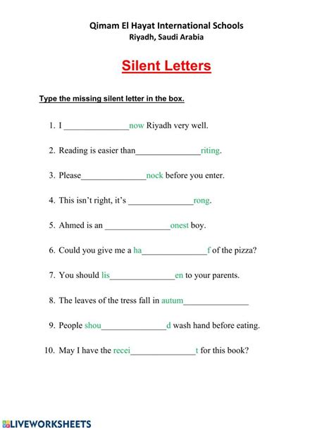 Silent Letters Grade Worksheet Live Worksheets Worksheets Library