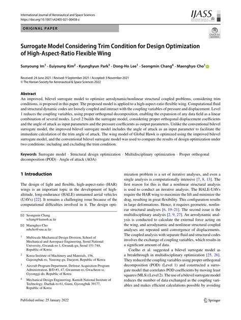 pdf surrogate model considering trim condition for design optimization of high aspect ratio