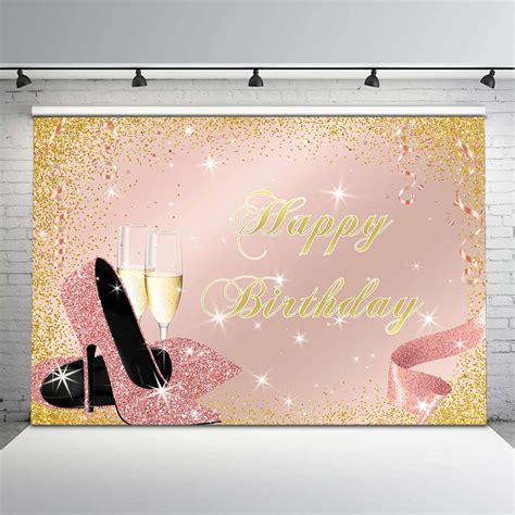 Buy Avezano Rose Gold Birthday Backdrop Glitter Gold Dots Champagne