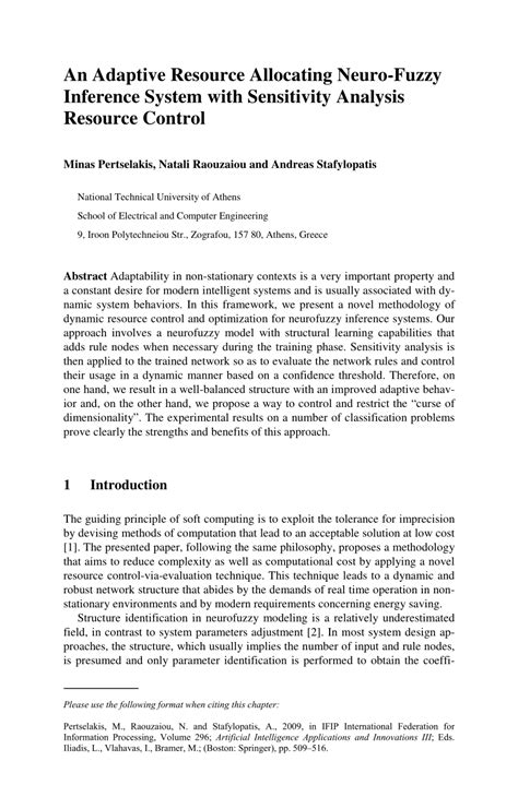 pdf an adaptive resource allocating neuro fuzzy inference system with sensitivity analysis