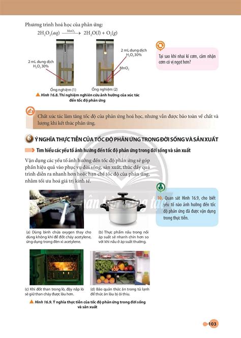 Lý thuyết Các yếu tố ảnh hưởng đến tốc độ phản ứng hóa học Chân trời