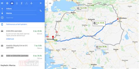 Ankara Manisa arası kaç km Ankara Manisa arası kaç saat Ankara Manisa