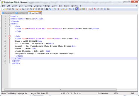 membuat script html sederhana dengan teks editor notepad latihan 1