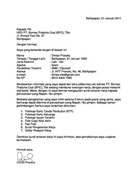 Contoh Surat Lamaran Kerja Yang Baik Dan Benar Agar Lolos