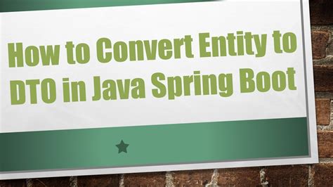 How To Convert Entity To DTO In Java Spring Boot YouTube
