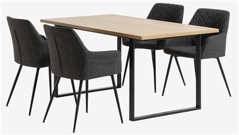 AABENRAA L160 Tafel Eiken 4 PURHUS Stoelen Grijs JYSK