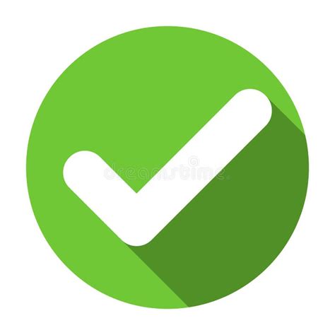 Round Green Check Mark Icon Button Tick Symbol On White Background