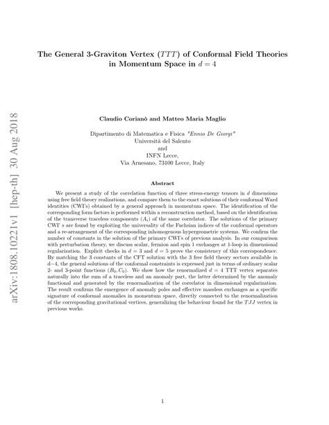 pdf the general 3 graviton vertex ttt of conformal field theories in momentum space in d 4