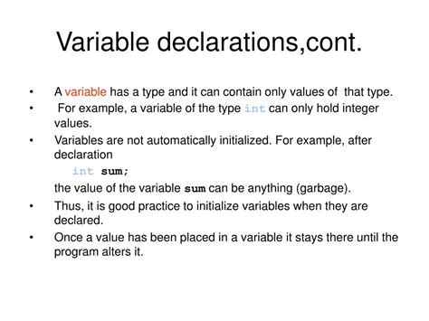 ppt lecture 3 4 data types variables and constant variable declaration assignment statement